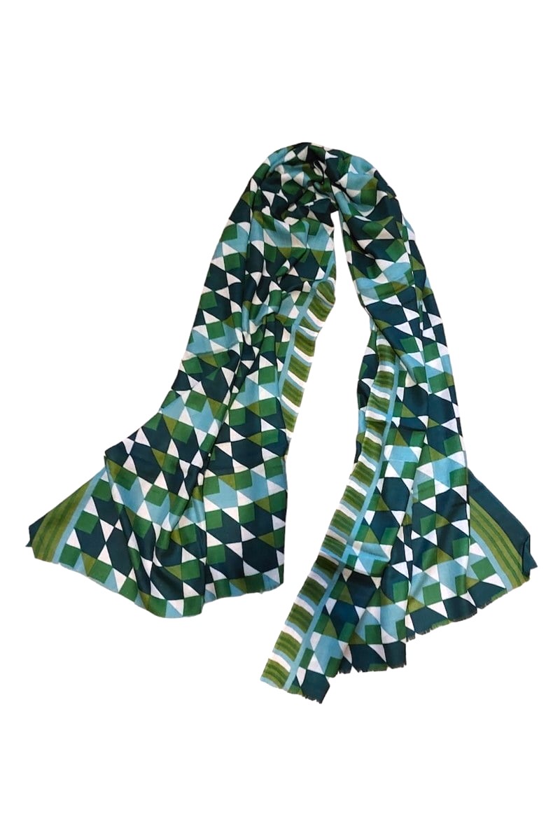 Green wool scarf - Geometric scarves - Unique Scarves for women