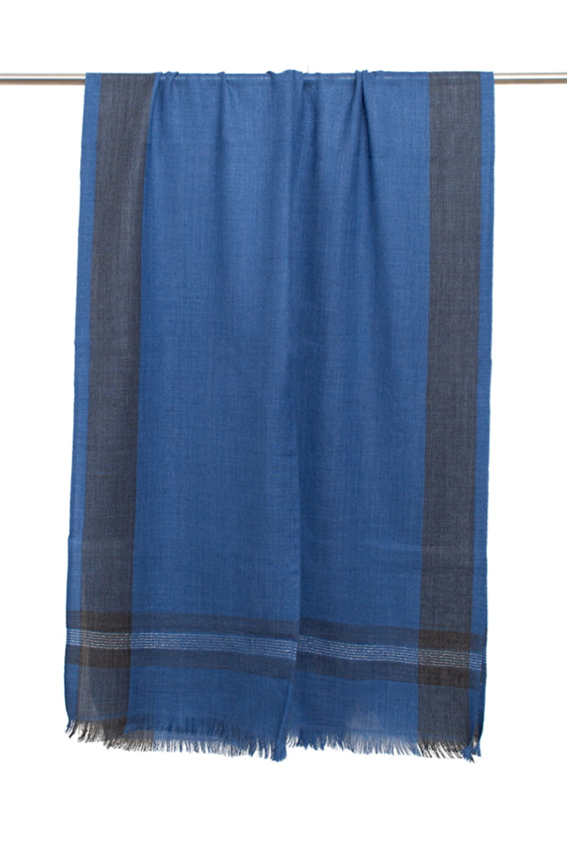 Plain Blue Scarf for Women - Wool Scarves - Ilan Orbach